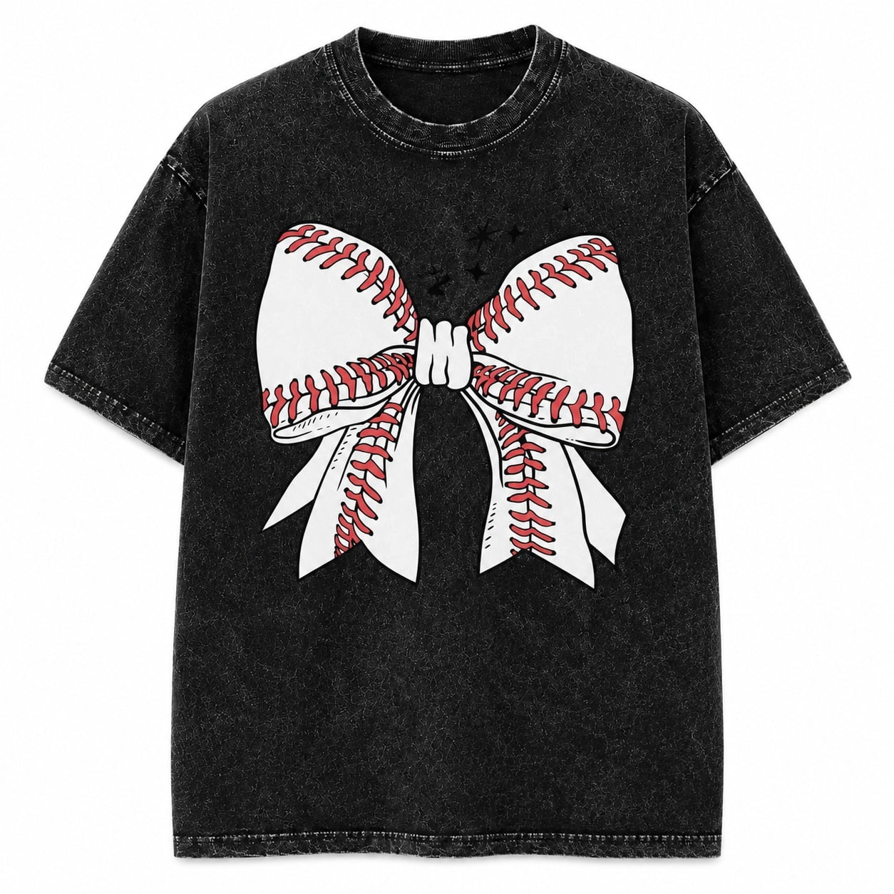 Baseball Bow Mineral Wash T-Shirt, Unisex Classic Fit Heavyweight ...