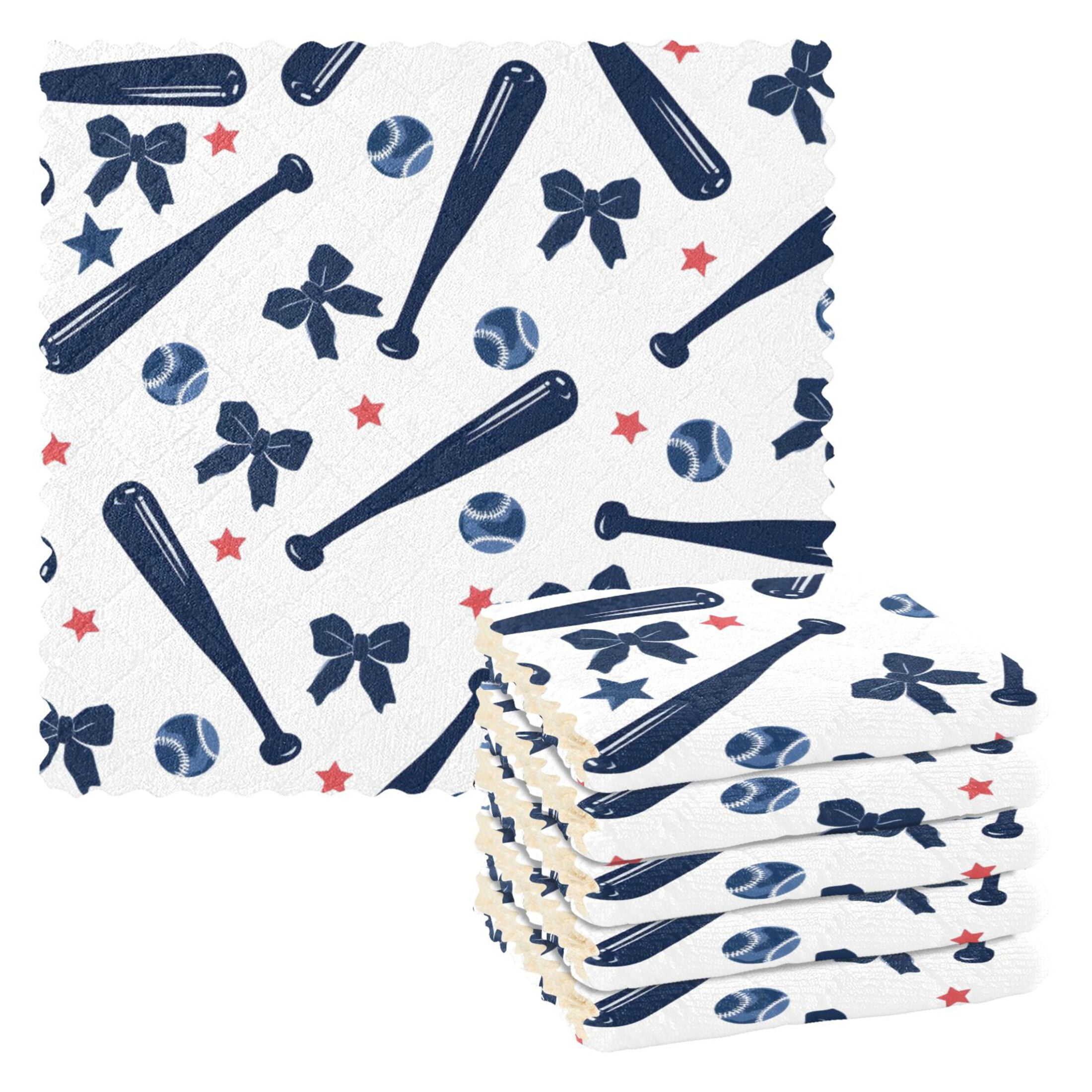 Baseball Bow Star Pattern Dish Towels 6 Pack Kitchen Cleaning Dish ...