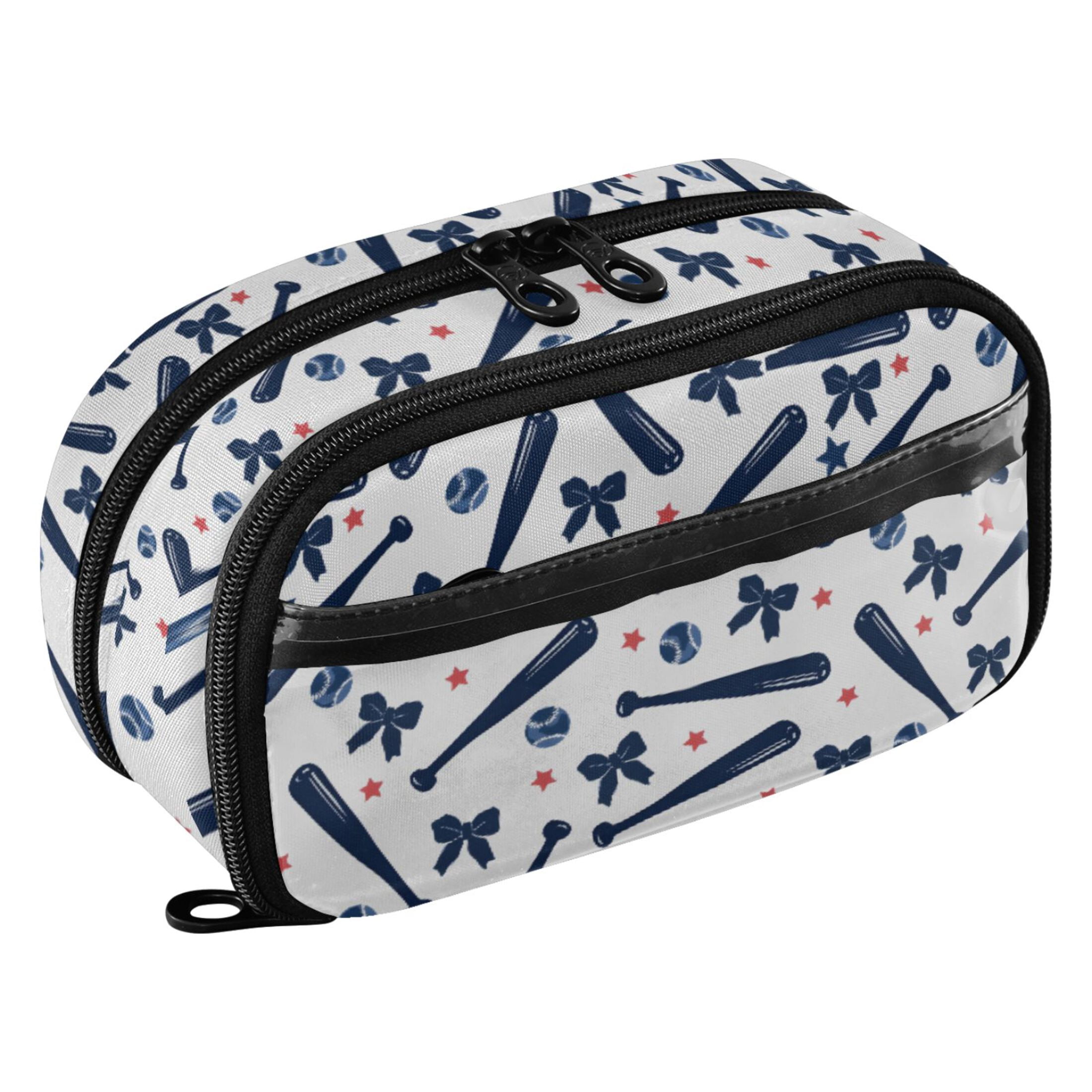 Baseball Bow Star Pattern PVC Pencil Case Water-Repellent Clear Window ...