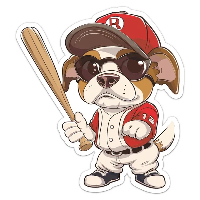 Baseball Boxer Dog Sticker Phone Decal Water Bottle Stickers Car Decals ...