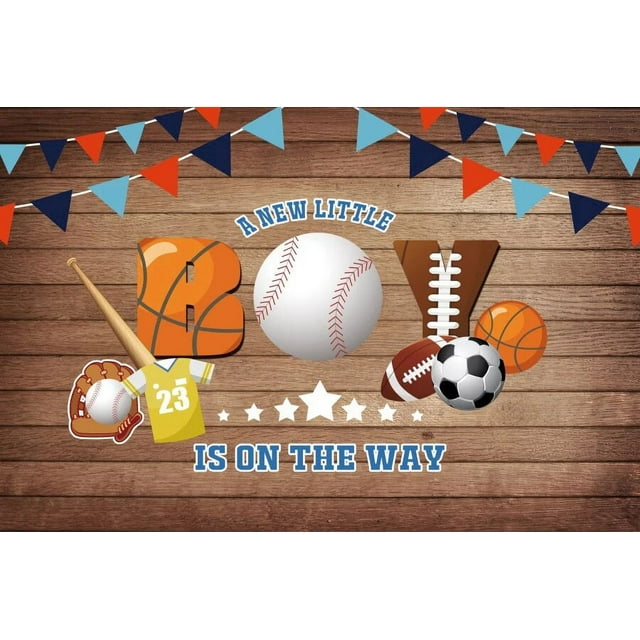 Baseball Boy 1st Birthday Backdrop Green Grass Our Little Rookie is ...