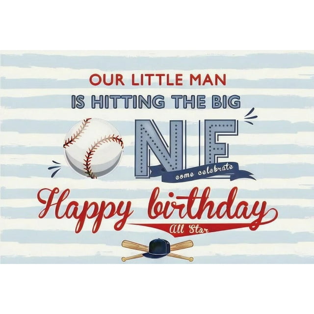 Baseball Boy 1st Birthday Backdrop Green Grass Our Little Rookie is ...