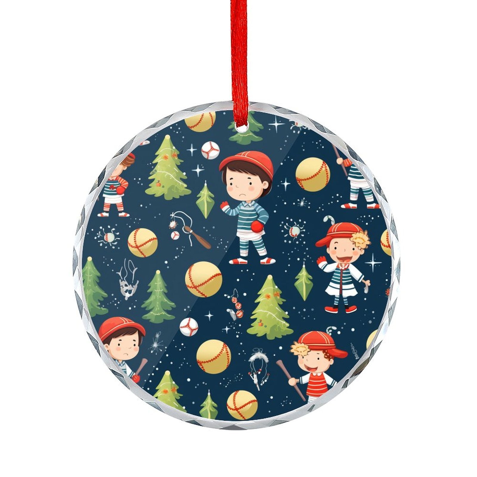 Baseball Boy Personalized Christmas Crystal Glass Christmas Ornament ...