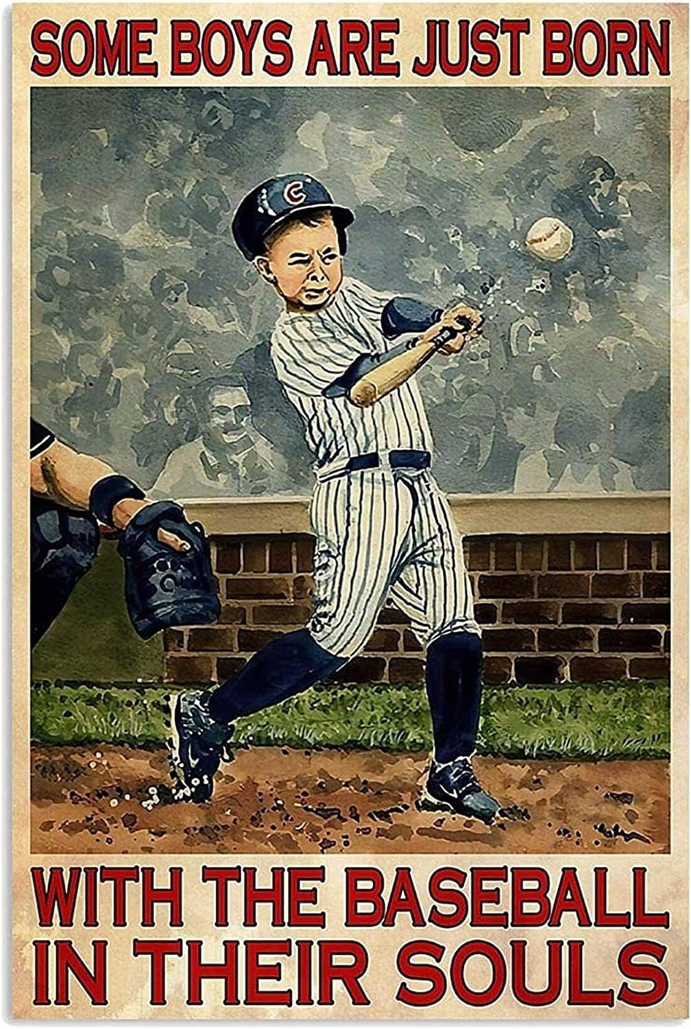 Baseball Boy Poster Metal Tin Sign,Some Boys are Born with Baseball ...