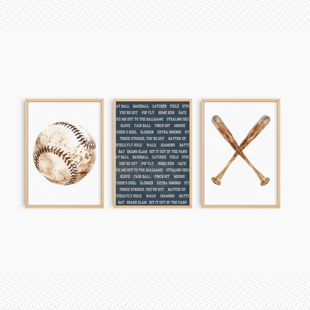 Baseball Boy Room Sports Poster Set 3 Prints Set 3, Poster Only ...
