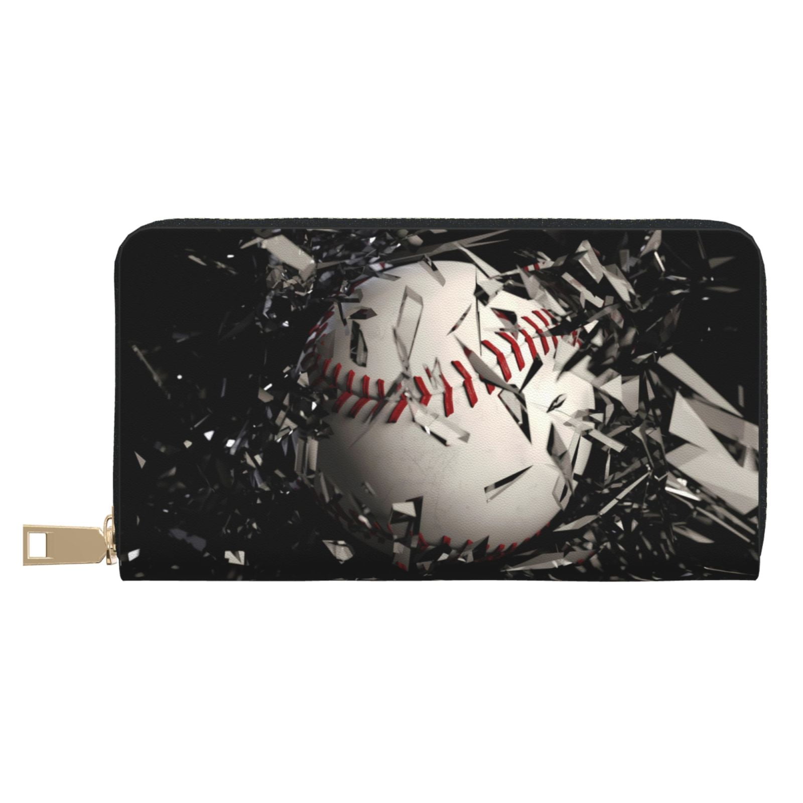 Baseball Breaking Glass Wallet Women, Leather Bifold Multi Card Wallet ...