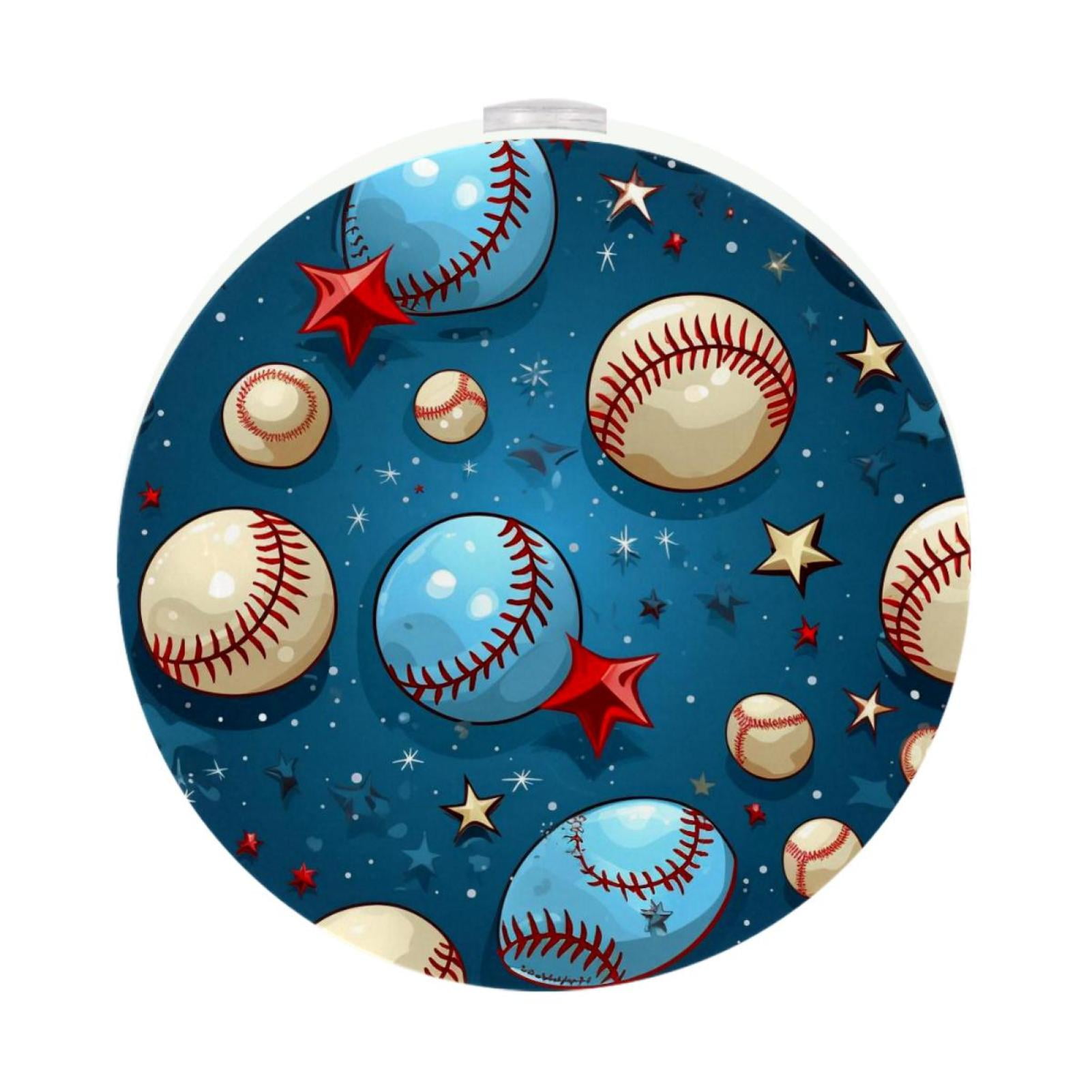Baseball Bright and Compact LED Round Night Light - Set of 2, Energy ...