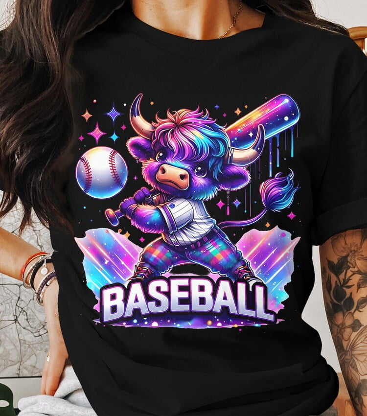 Baseball Bull Colorful Cartoon Sports Graphic For A Fan Unisex T-Shirt ...