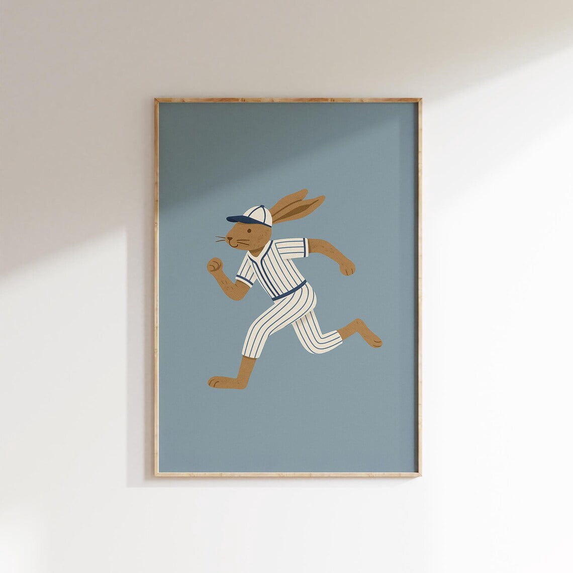Baseball Bunny Print Nursery, Retro Animal Sports Art, Unframed Paper ...