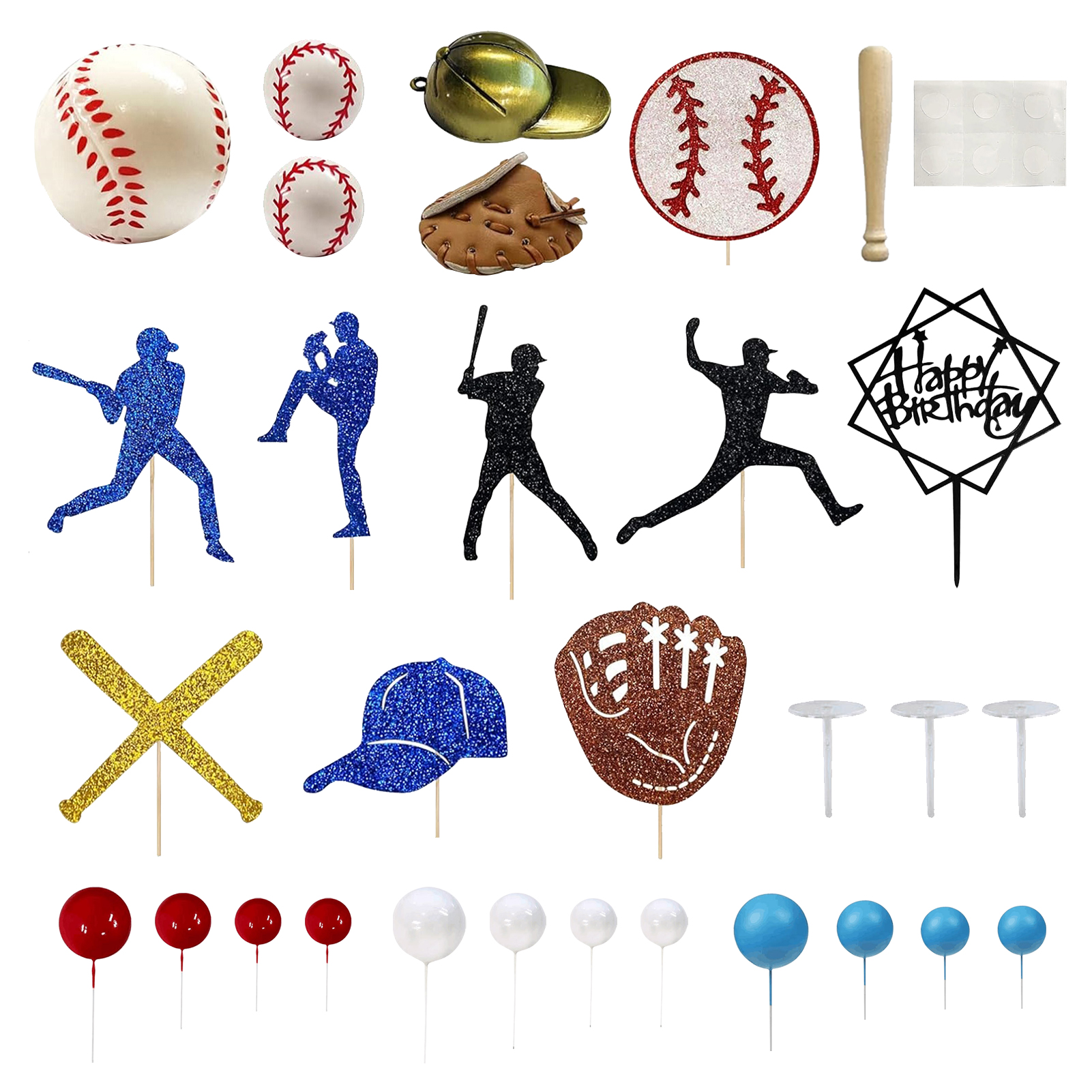 Baseball Cake Decorations Birthday Baseball Player Decorations Happy ...