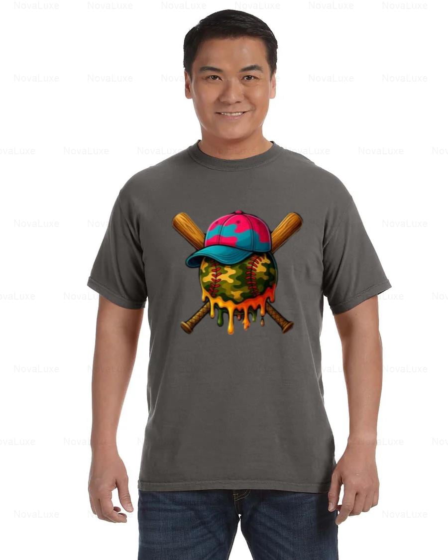 Baseball Camo Drip Bats Comfort Coler T-Shirt for Game Day Outfit ...
