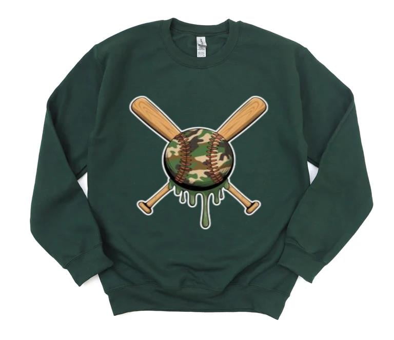 Baseball Camo Drip Boys Sport Day Look with Cool Bats Graphic ...