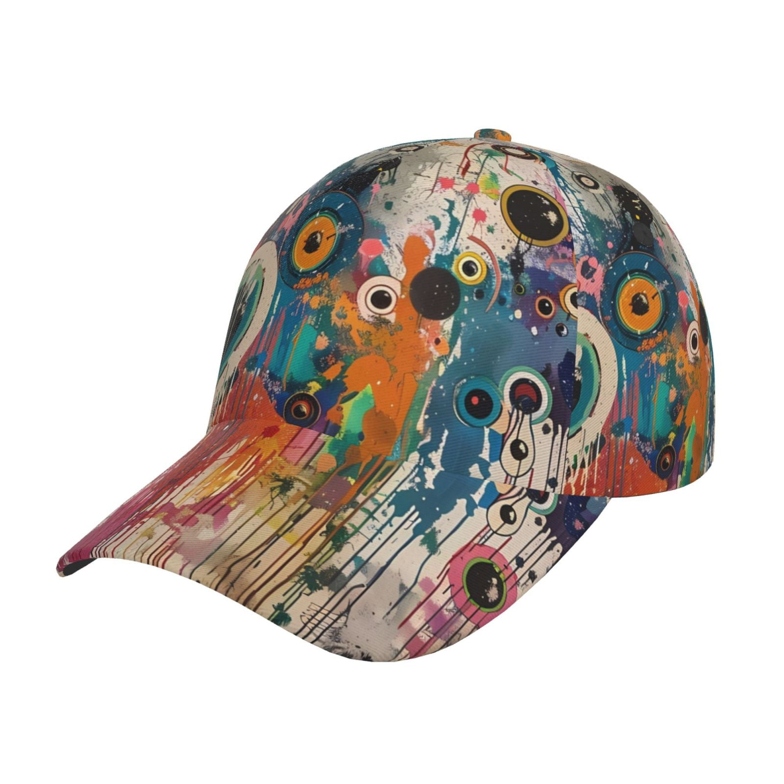 Baseball Cap - Abstract Colorful Dripping Circles Adjustable Size Hats ...