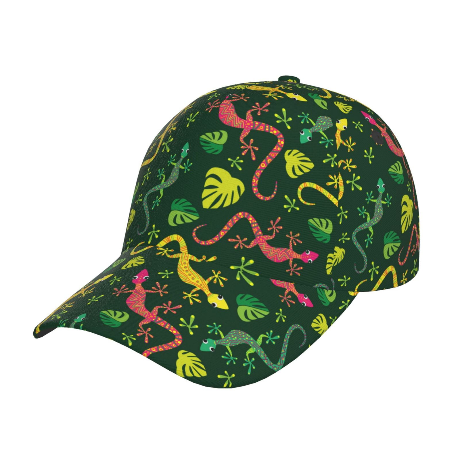 Baseball Cap - Abstract Cute Lizard Gecko Leaves Adjustable Size Hats ...