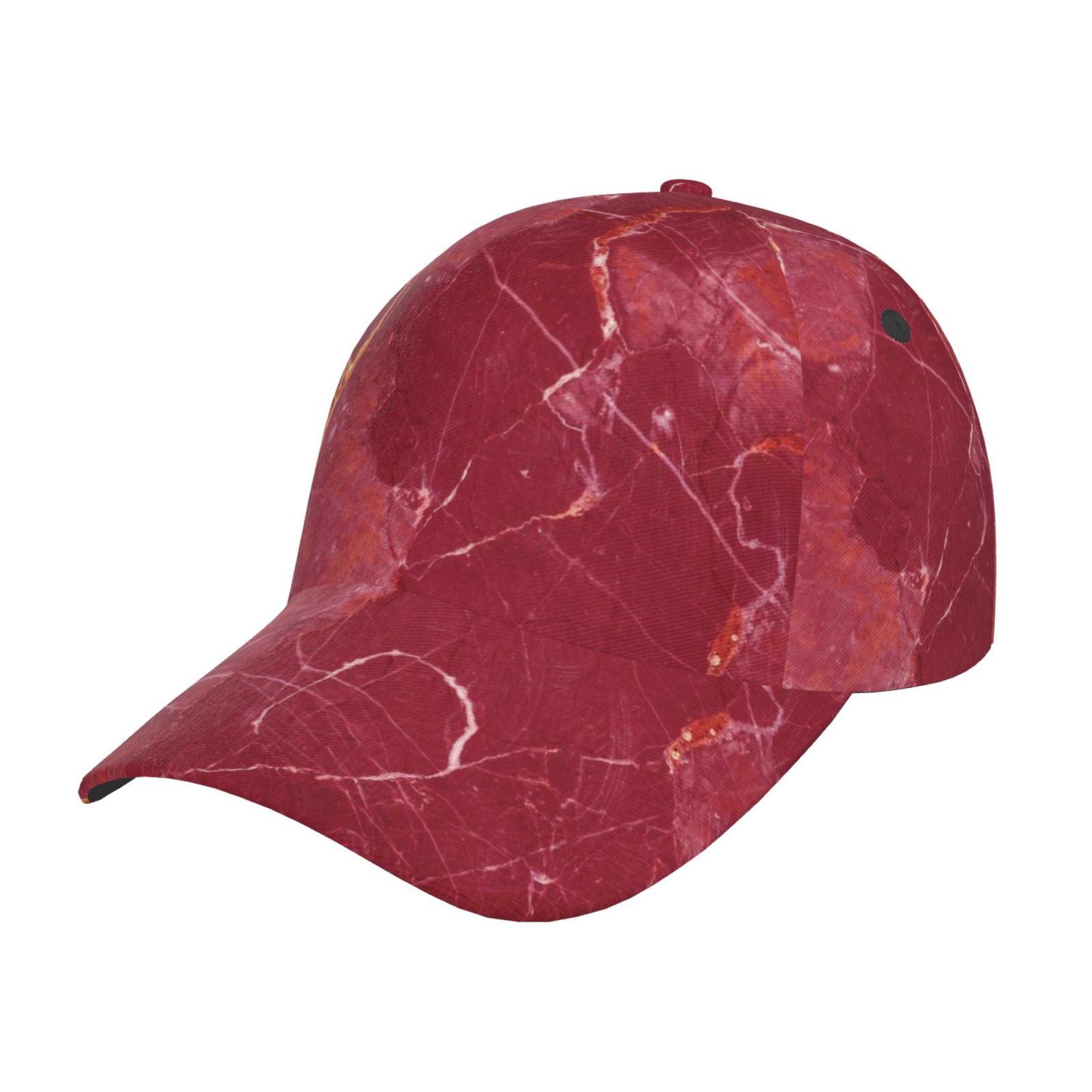 Baseball Cap, Abstract Red Marble Sun Hats for Men Women, Adjustable ...