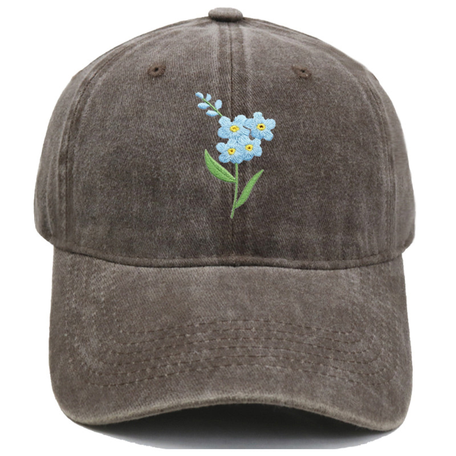 Baseball Cap Adjustable Hand Embroidered Flower Design Classic Womens ...