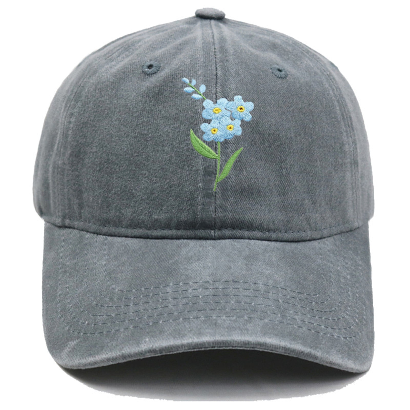 Baseball Cap Adjustable Hand Embroidered Flower Design Classic Womens ...