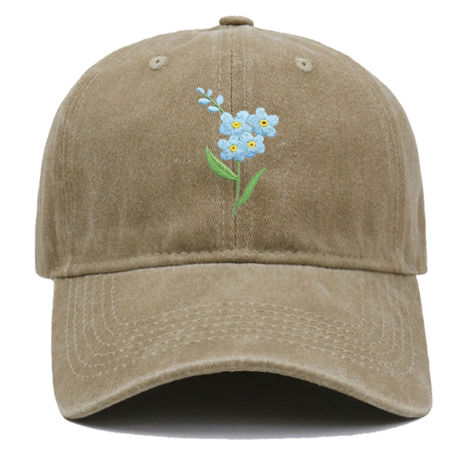 Baseball Cap Adjustable Hand Embroidered Flower Design Classic Womens ...