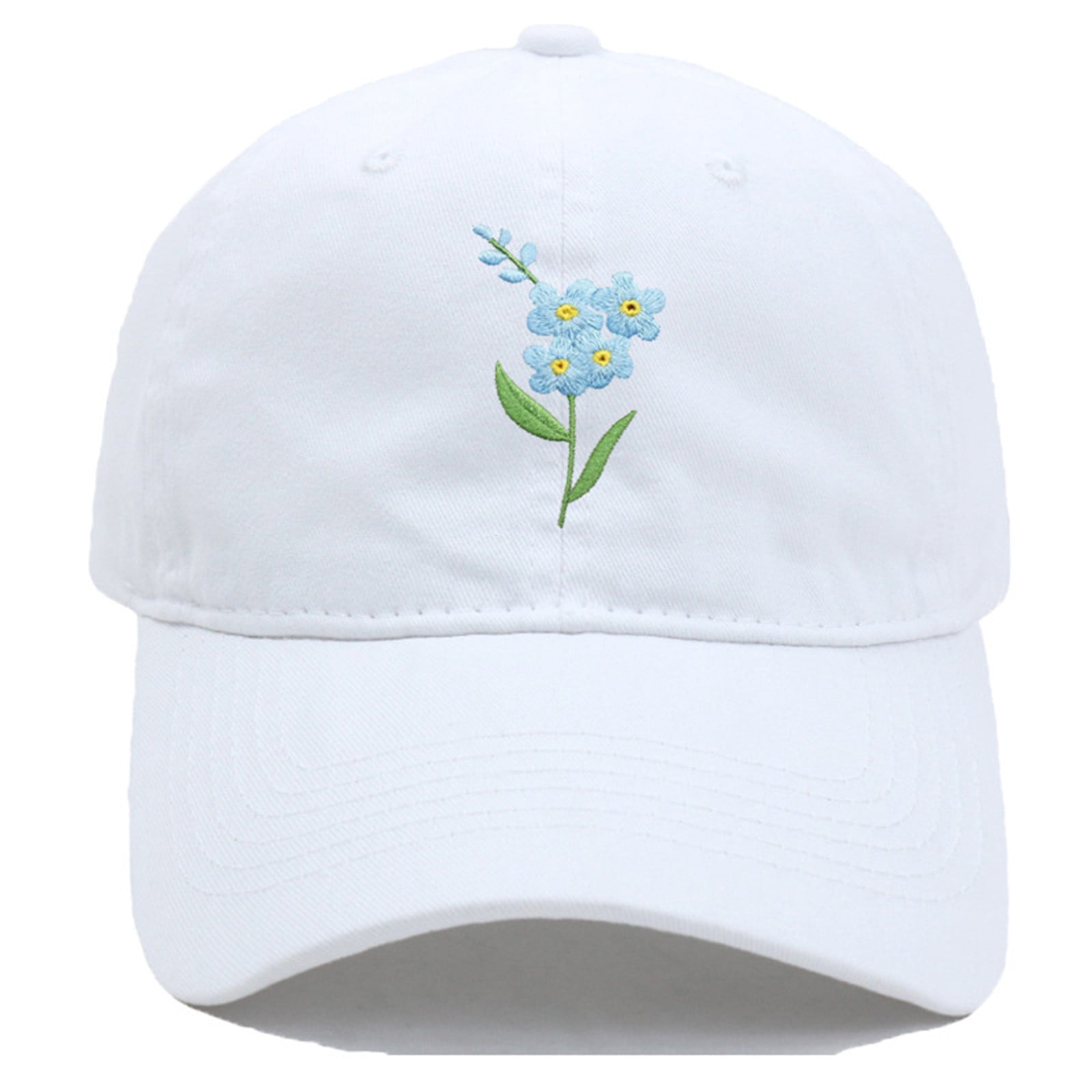 Baseball Cap Adjustable Hand Embroidered Flower Design Classic Womens ...