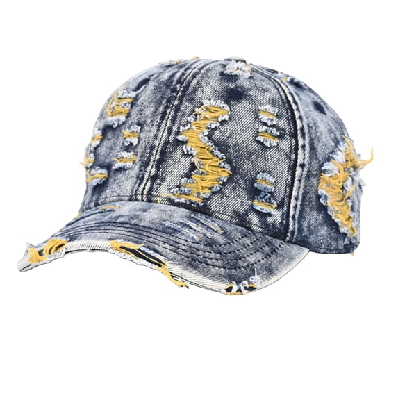 Baseball Cap Adjustable Ripped Cowboy Retro Men's Washed Out Distressed ...