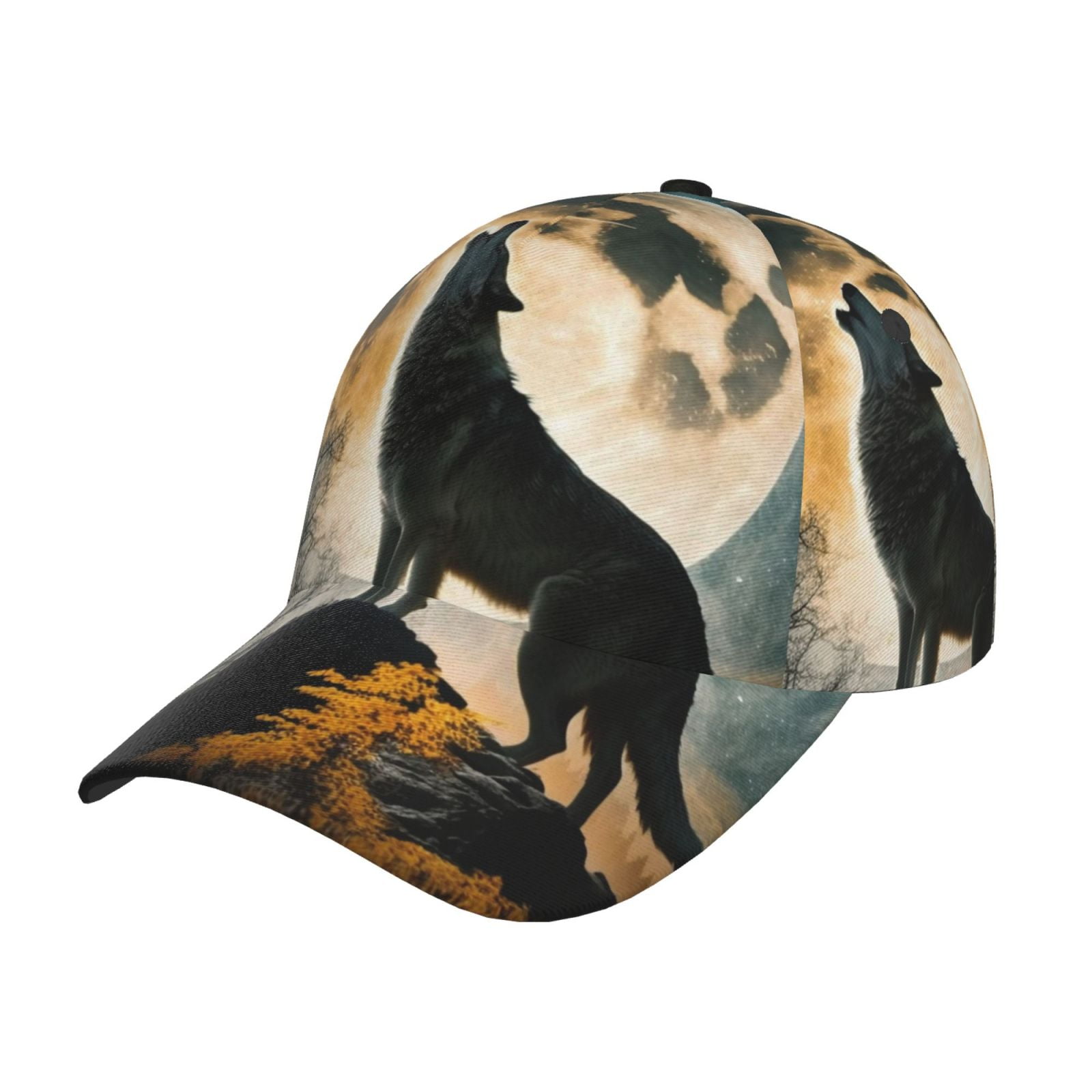 Baseball Cap Adjustable Trucker Sun Hat Outdoor Snapback Dad Caps, Wolf ...