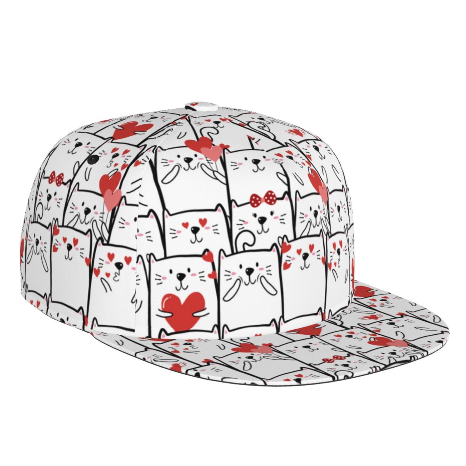 Baseball Cap - Artistic Line Cute Cat Heart Hats for Men/Women Low ...