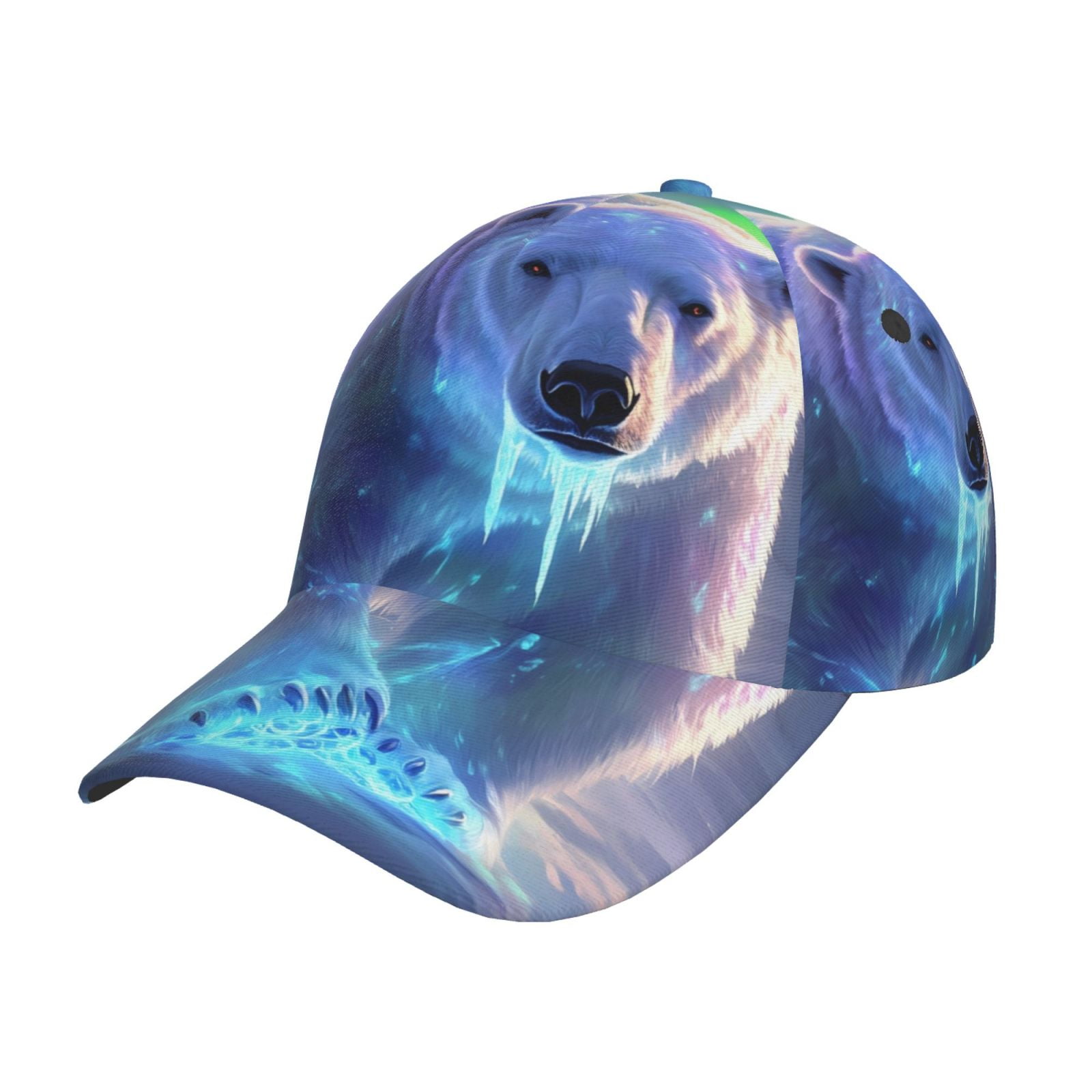 Baseball Cap - Aurora Icy Blue Polar Bear Adjustable Size Hats for Men ...