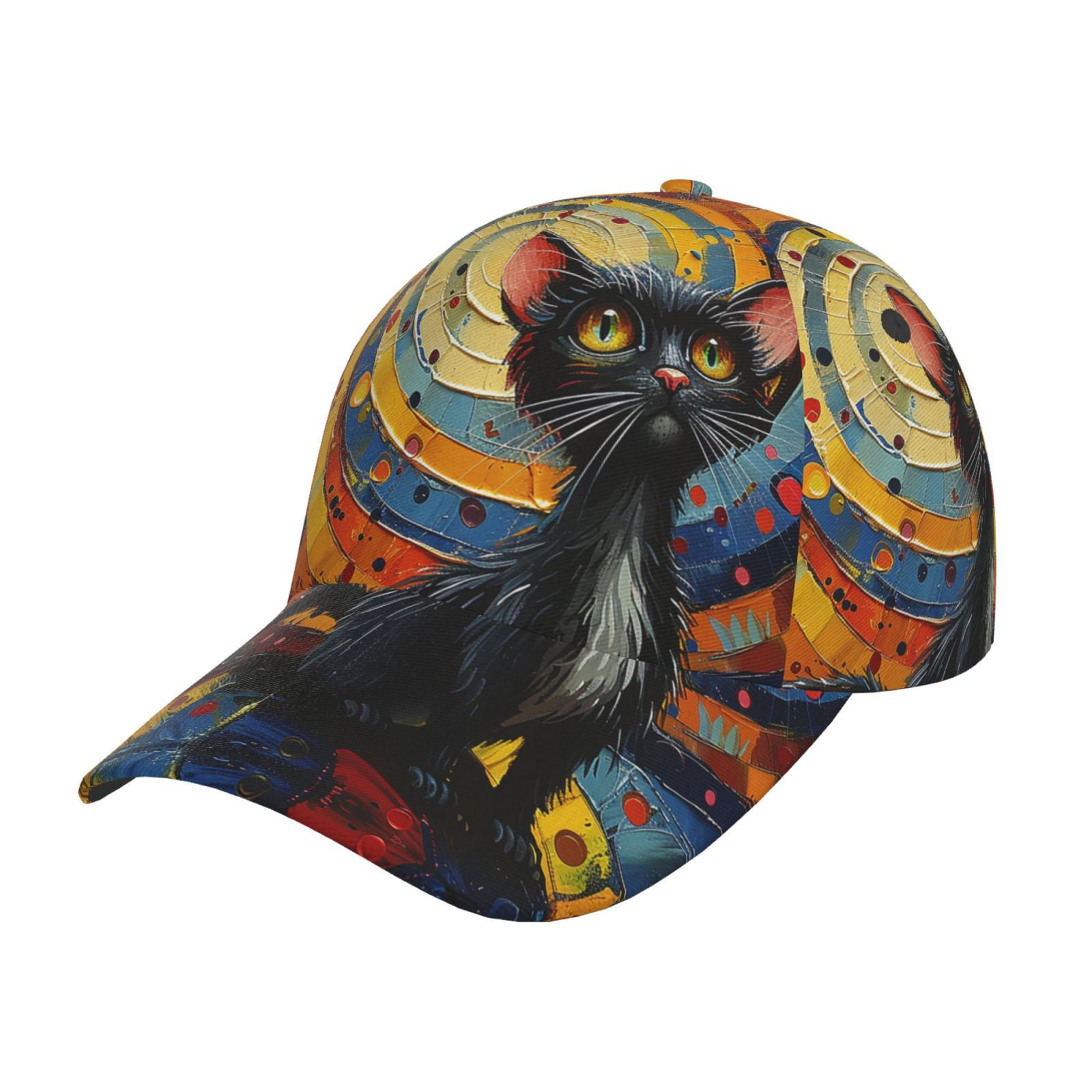Baseball Cap, Black Cat Psychedelic Art Trucker Hats Women Dad Hat for ...