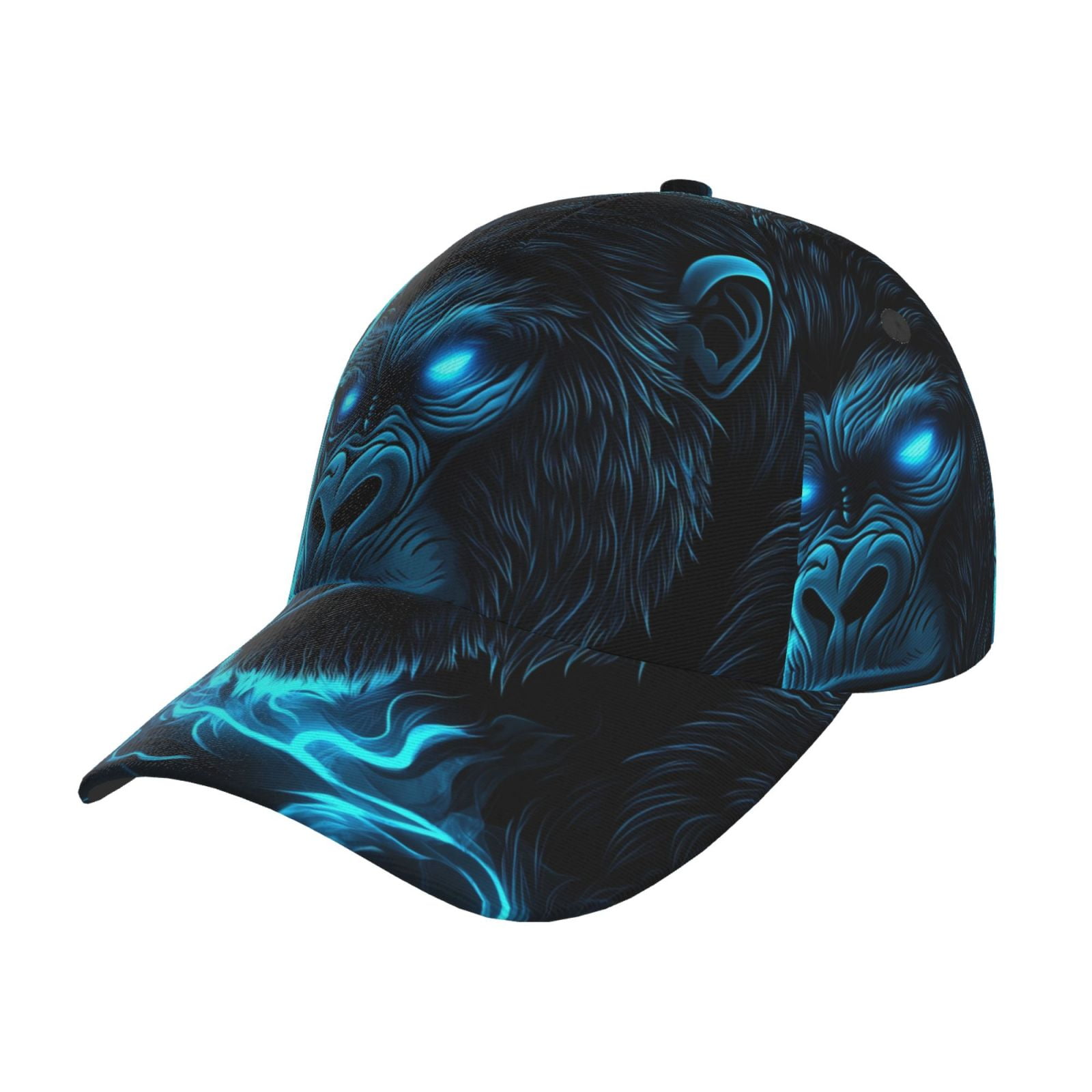 Baseball Cap - Black Gorilla Blue Flames Hats for Men Women Low Profile ...