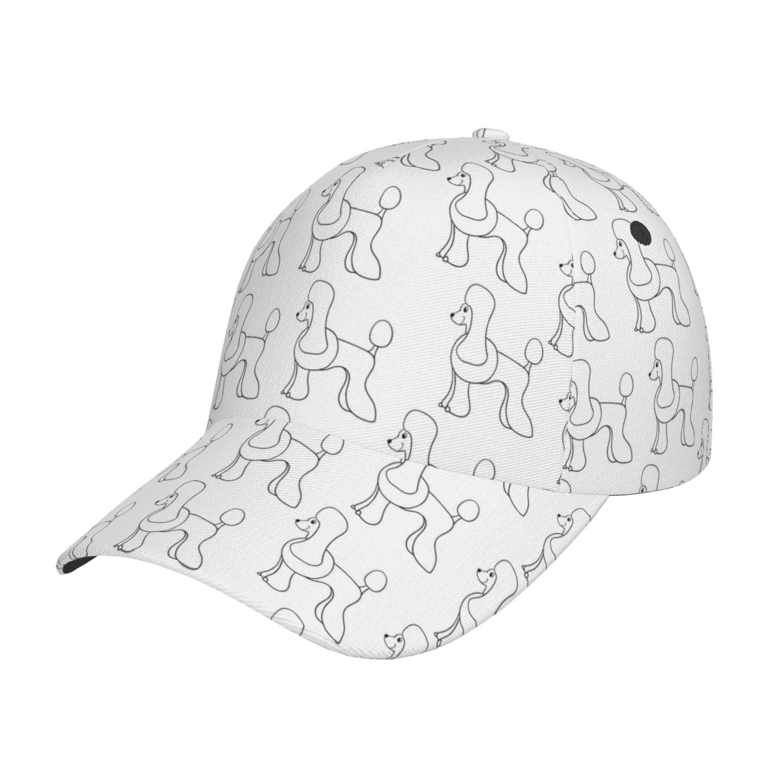 Baseball Cap, Black Lines Cute Poodle Dog Hats For Men Women Low ...