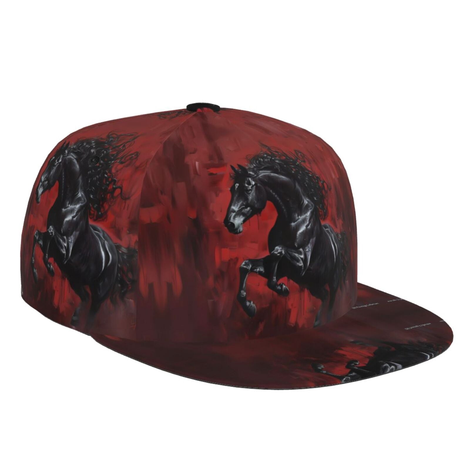 Baseball Cap - Black Stallion On Red Canvas Hats for Men/Women Low ...