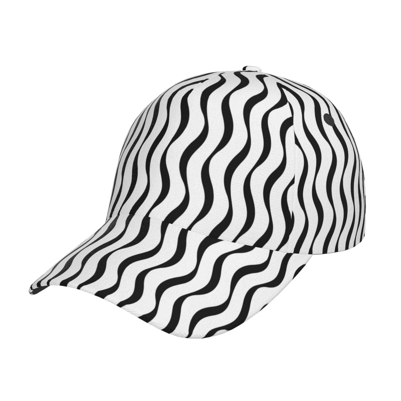 Baseball Cap, Black White Wave Pattern Hats For Men Women Low Profile ...
