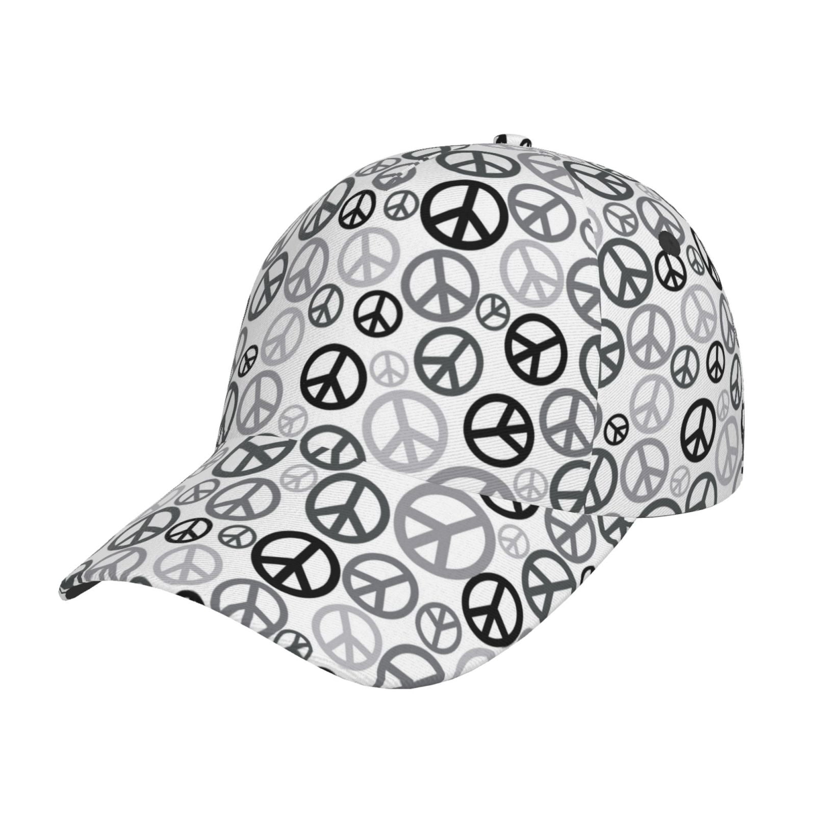Baseball Cap, Black grey peace sign Sun Hats for Men Women, Adjustable ...