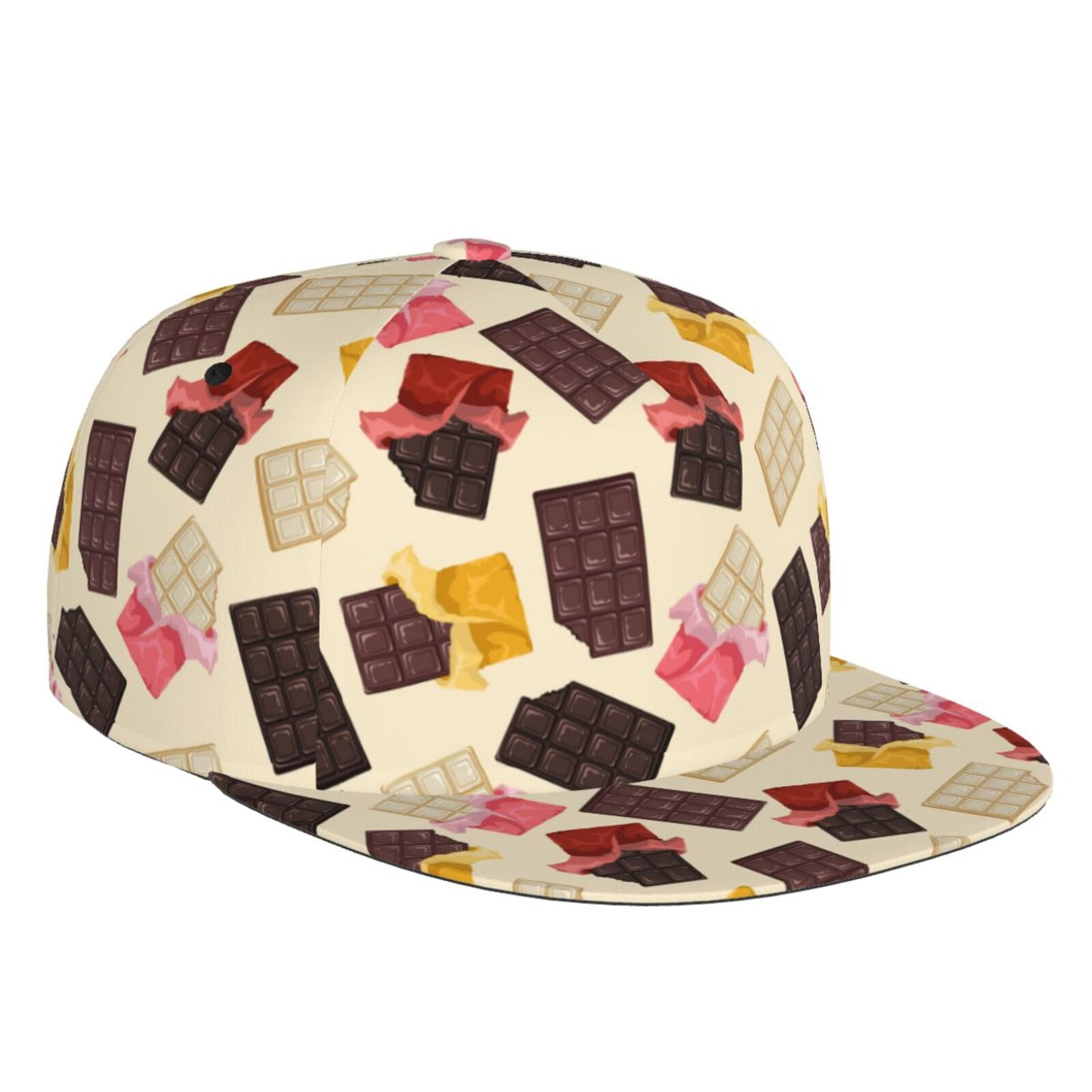 Baseball Cap Block Chocolate Print Flat Brim Hats for Men and Women ...