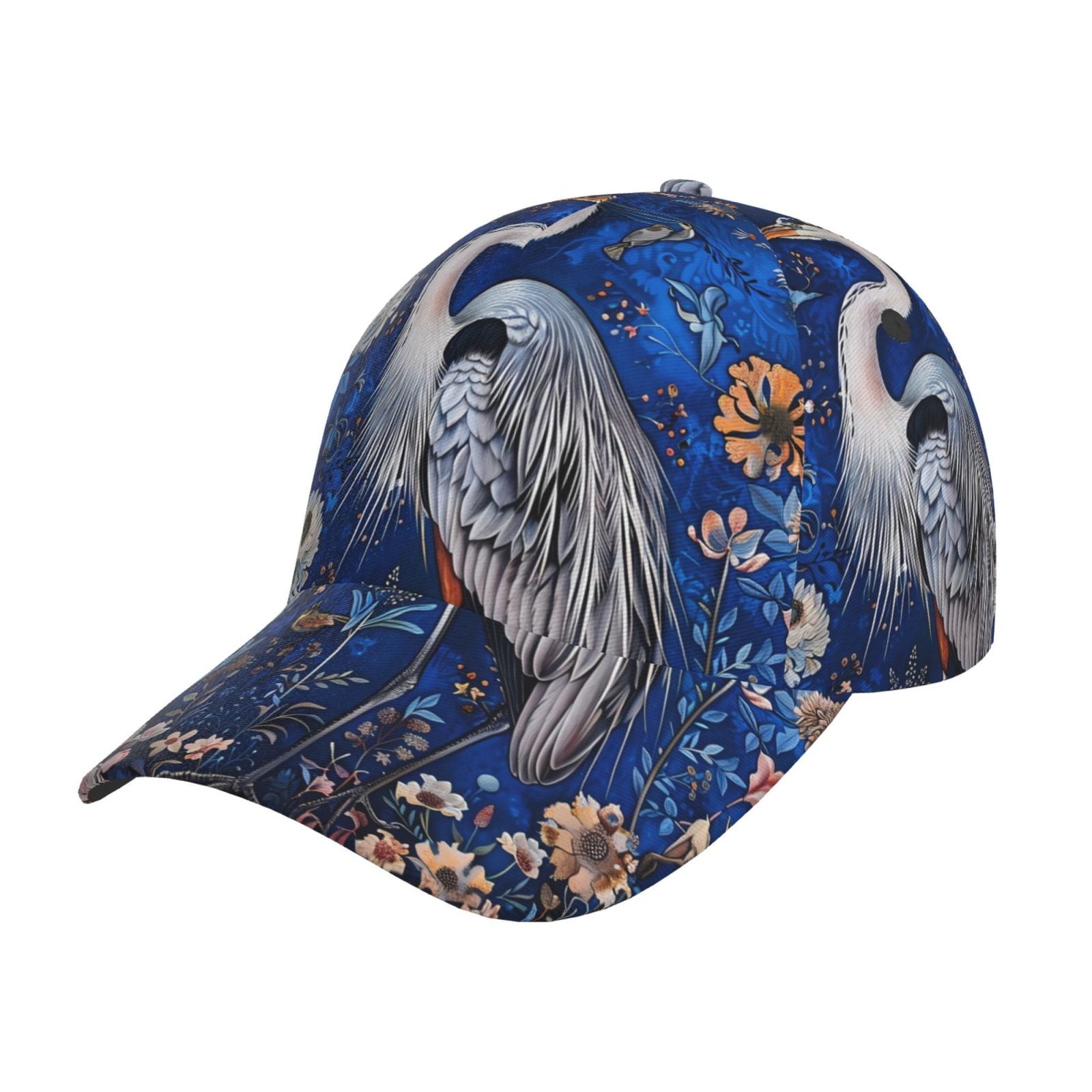 Baseball Cap - Blue Heron Floral Garden Adjustable Size Hats For Men ...