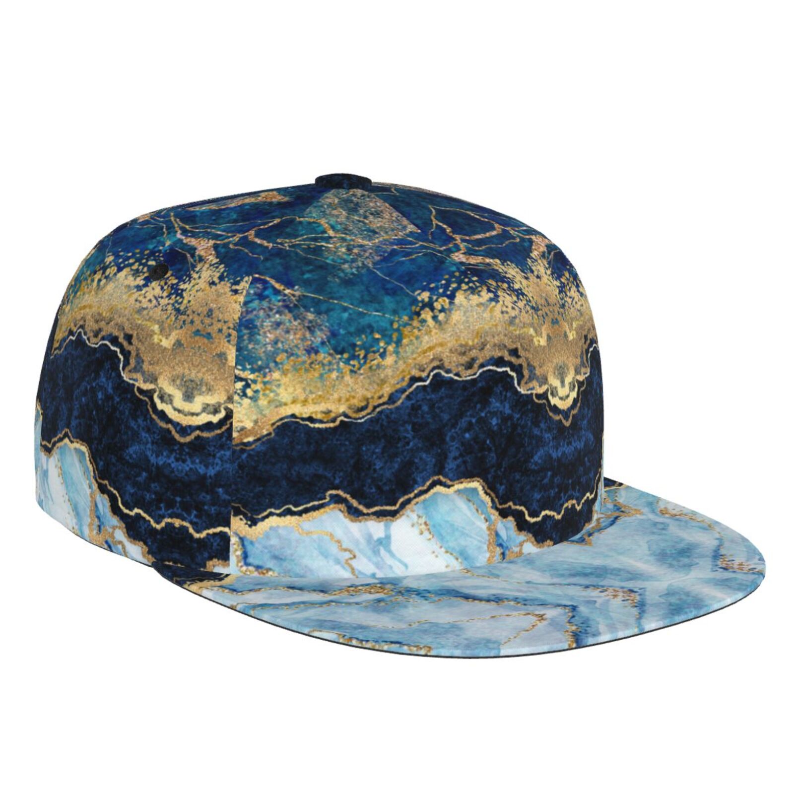 Baseball Cap - Blue Marble Gold Foil Glitter Decor Hats for Men/Women ...