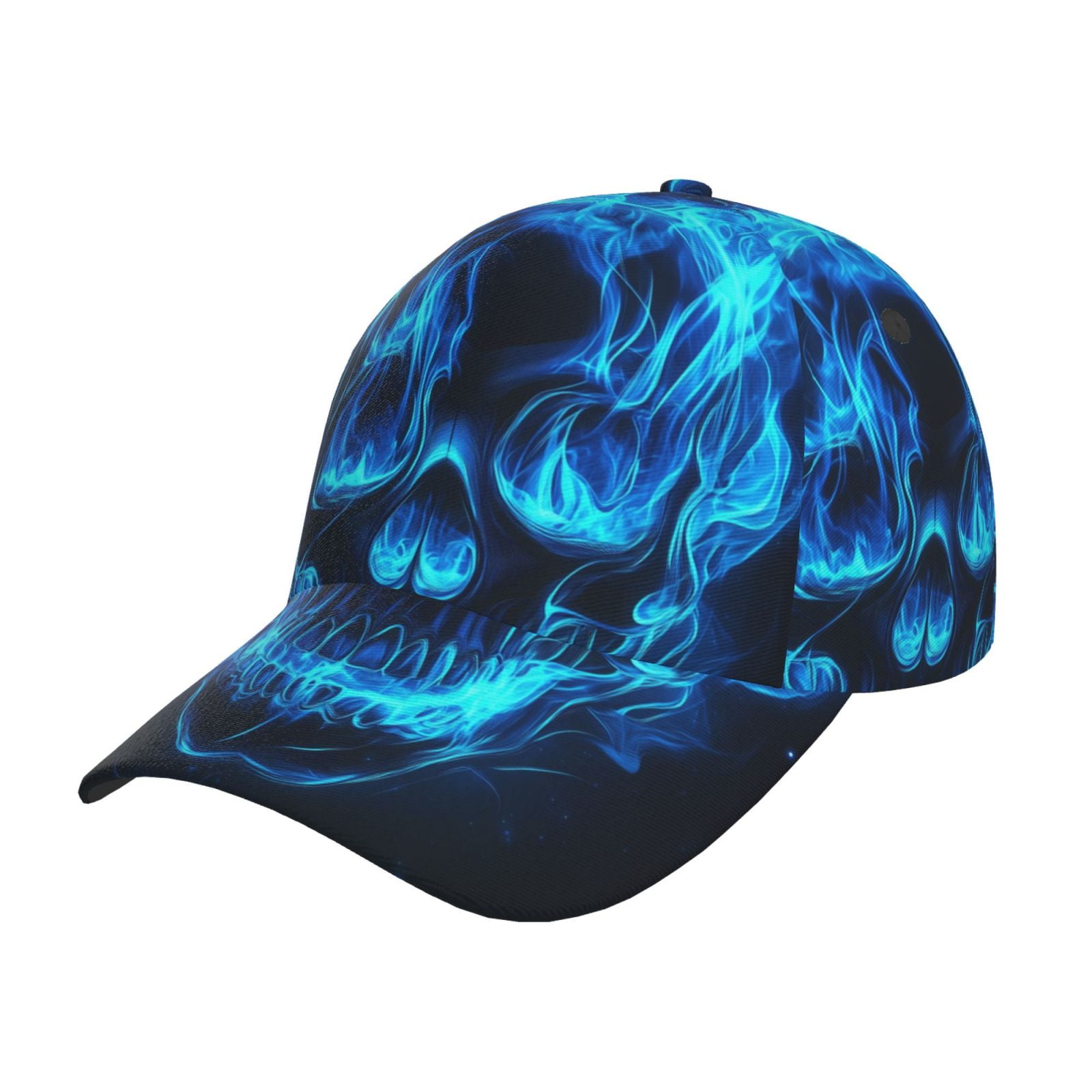 Baseball Cap - Blue flame cool skull Hats for Men Women Low Profile ...