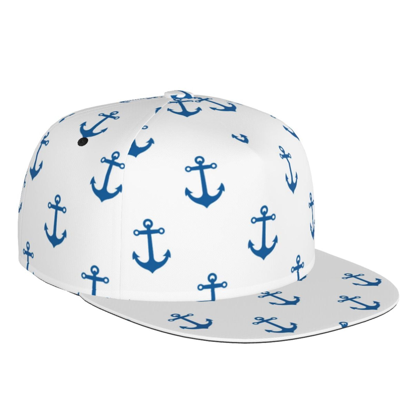 Baseball Cap - Blue ship anchors white cute Hats for Men/Women Low ...