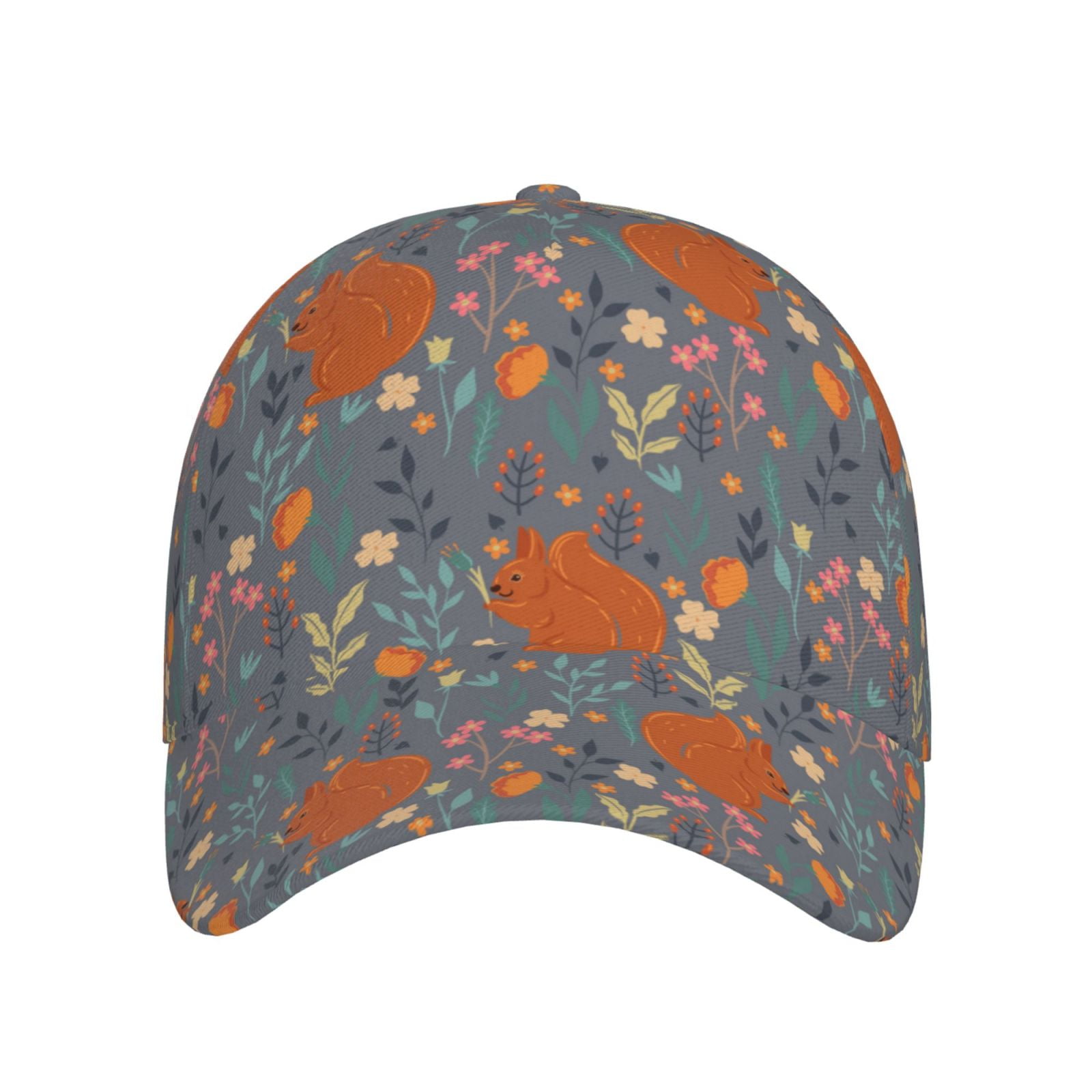 Baseball Cap, Bohemian Cute Squirrel Flower Trucker Hats Women Dad Hat ...