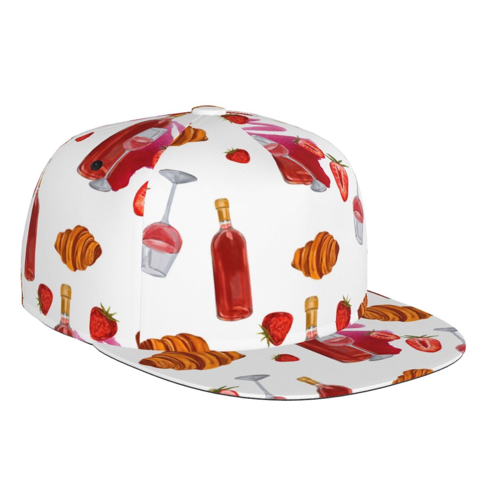 Baseball Cap - Bread Strawberry Wine Print Red Hats for Men/Women Low ...