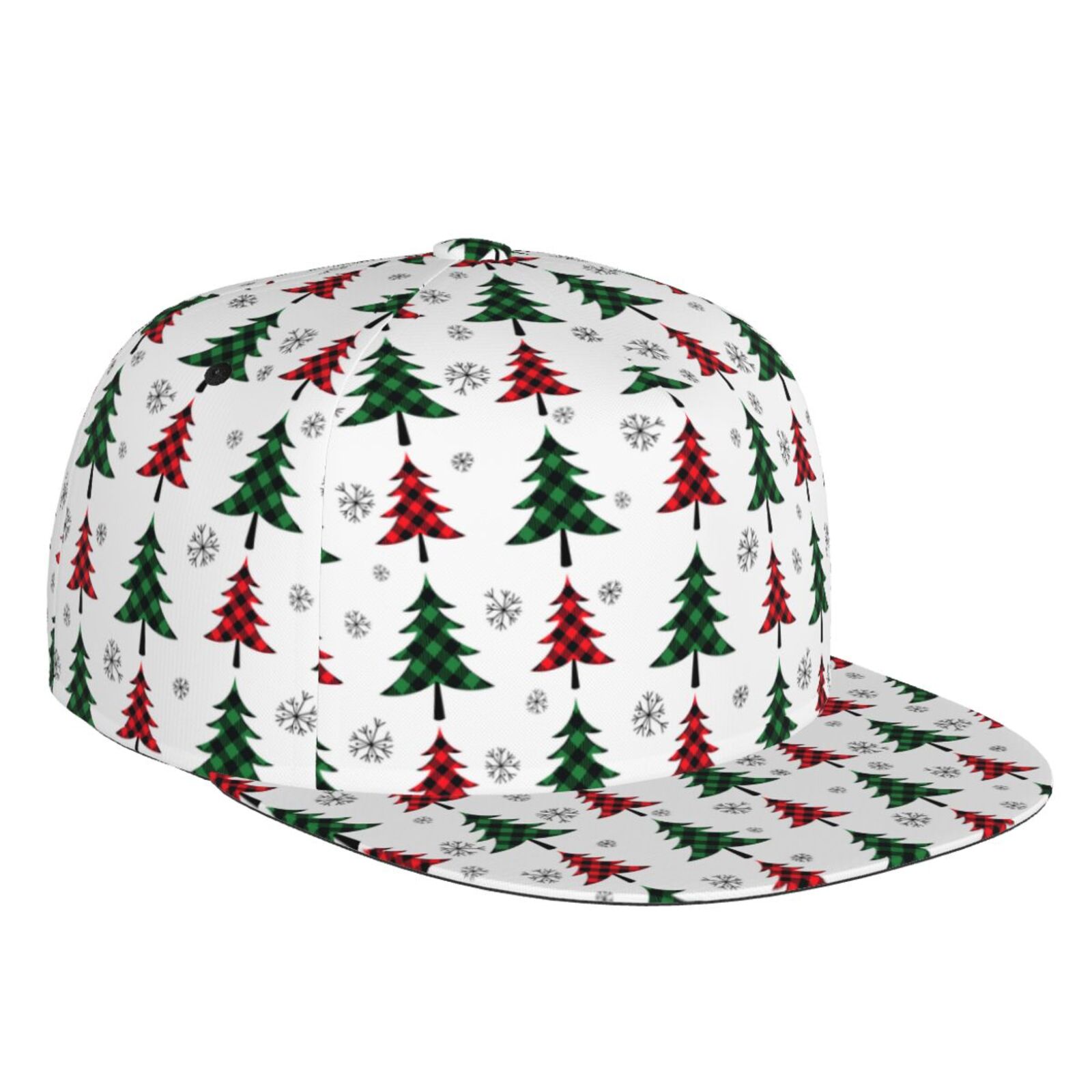 Baseball Cap Buffalo Plaid Christmas Trees Flat Brim Hats for Men and ...