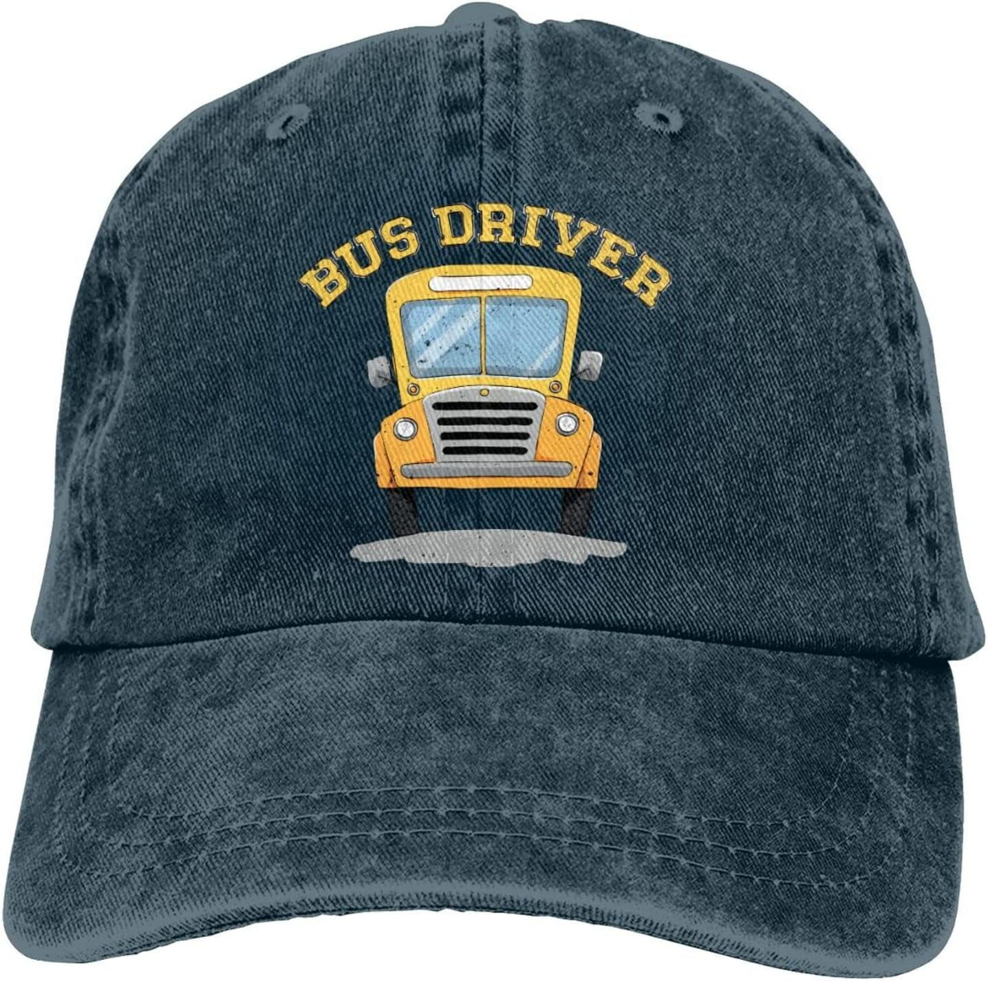 Baseball Cap Bus Driver School Bus Denim Hats Adjustable Trucker Hats ...