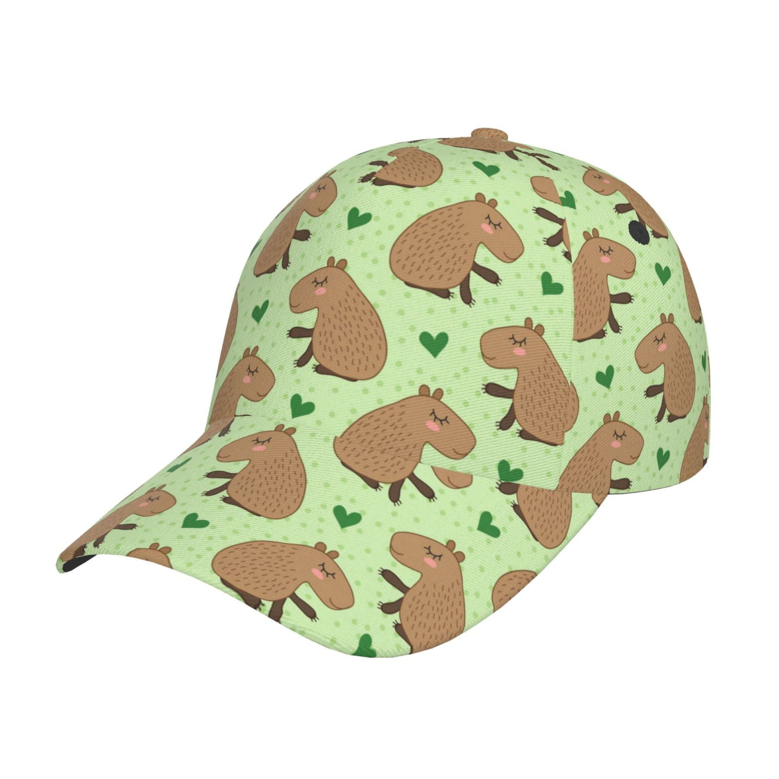 Baseball Cap, Capybara Print Green Hats For Men Women Low Profile ...
