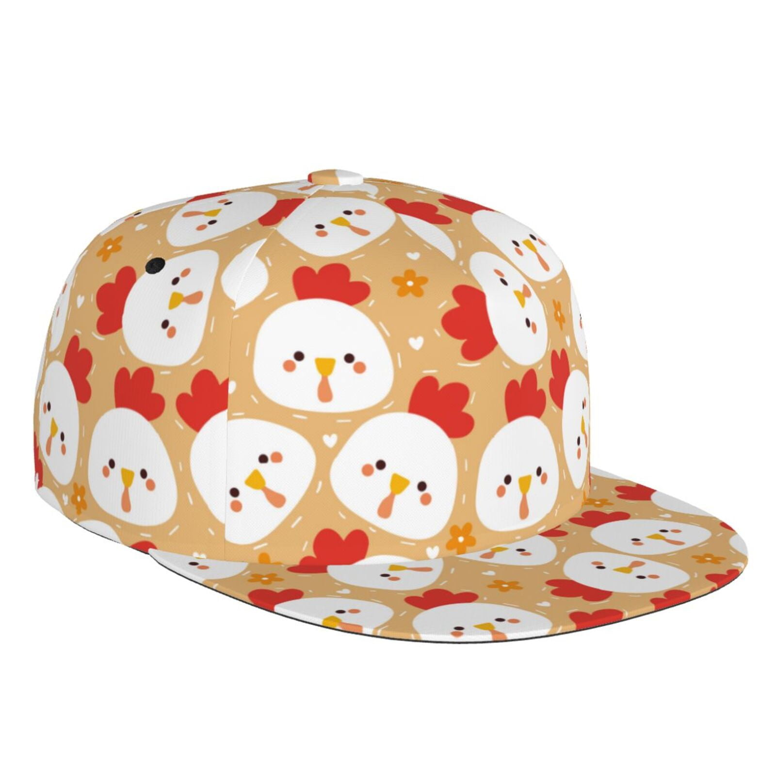 Baseball Cap Cartoon Chicken Flat Brim Hats for Men and Women ...
