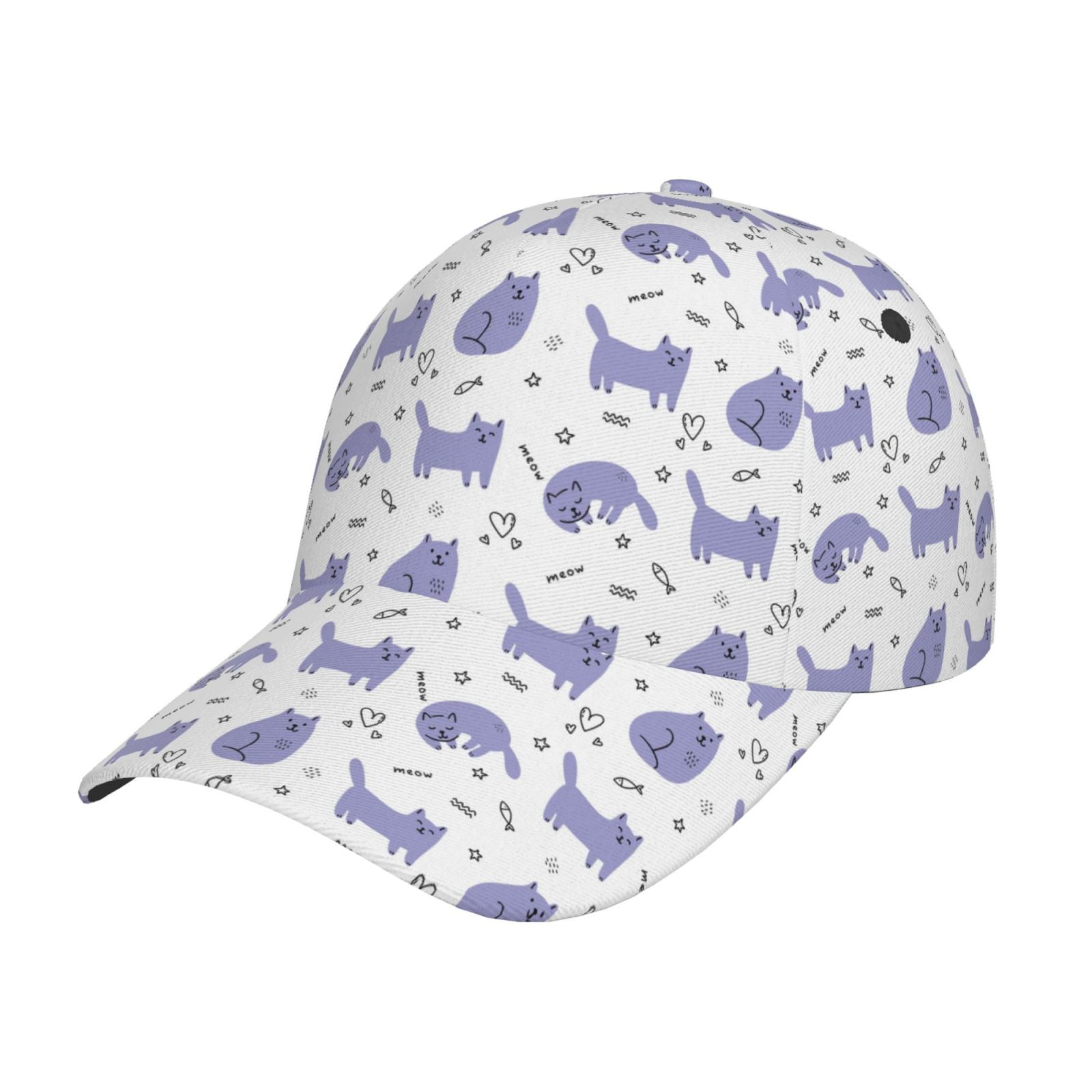 Baseball Cap, Cartoon Cute Cat Purple Hats For Men Women Low Profile ...