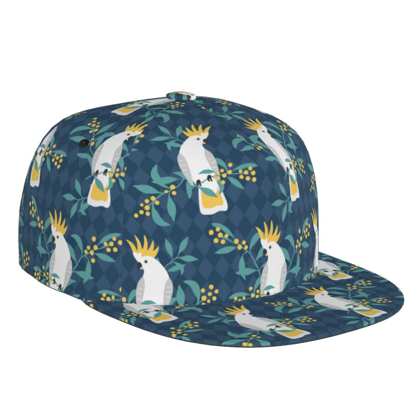 Baseball Cap Cartoon Cute Cockatoo Plant Flat Brim Hats for Men and ...