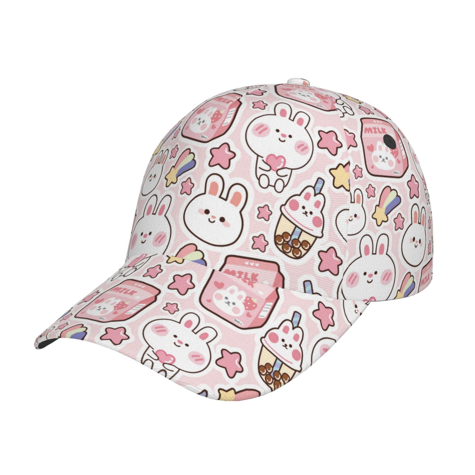 Baseball Cap - Cartoon Cute Rabbit Milk Star Adjustable Size Hats For ...