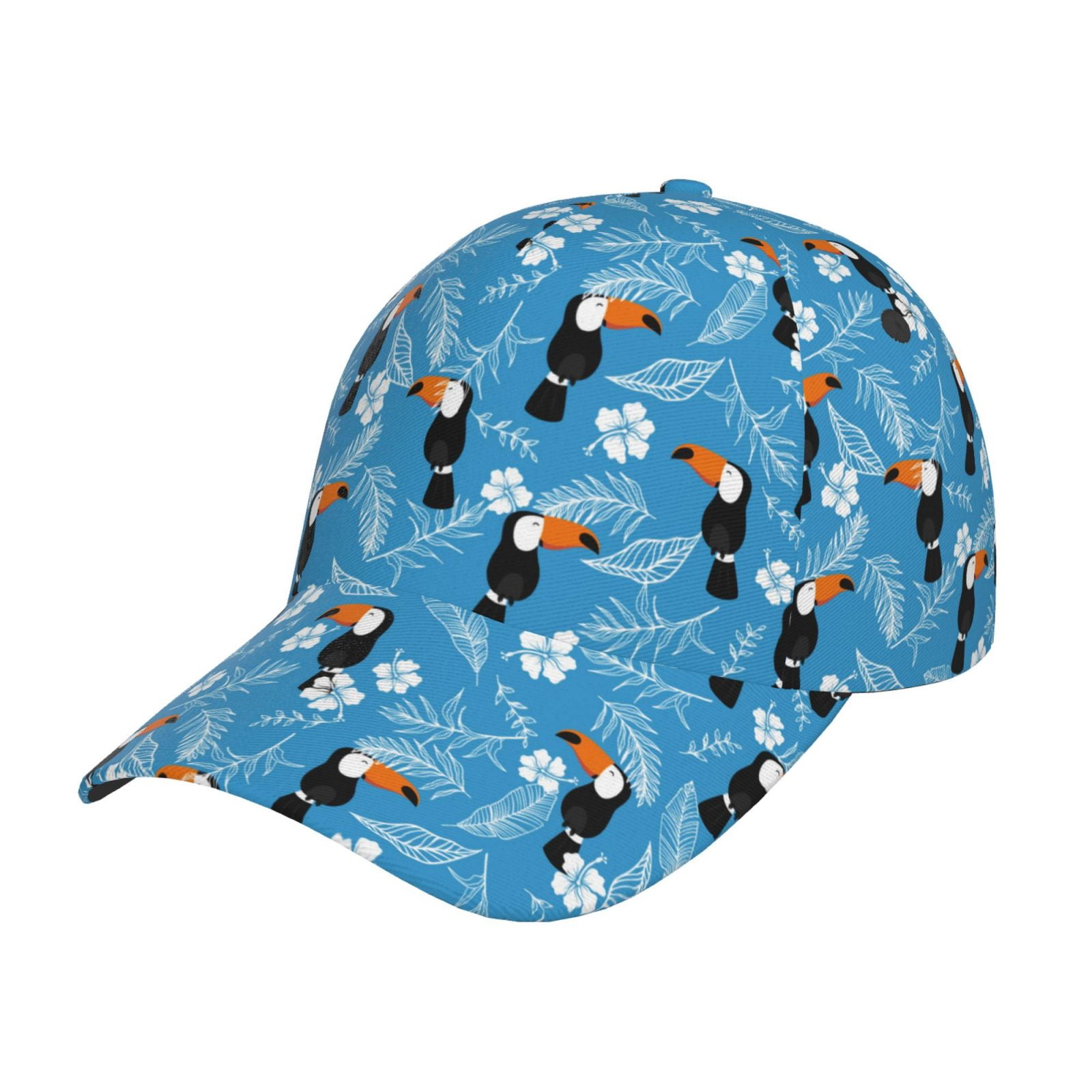 Baseball Cap, Cartoon Cute Toucan Leaves Blue Hats For Men Women Low Profile Classic Adjustable ...