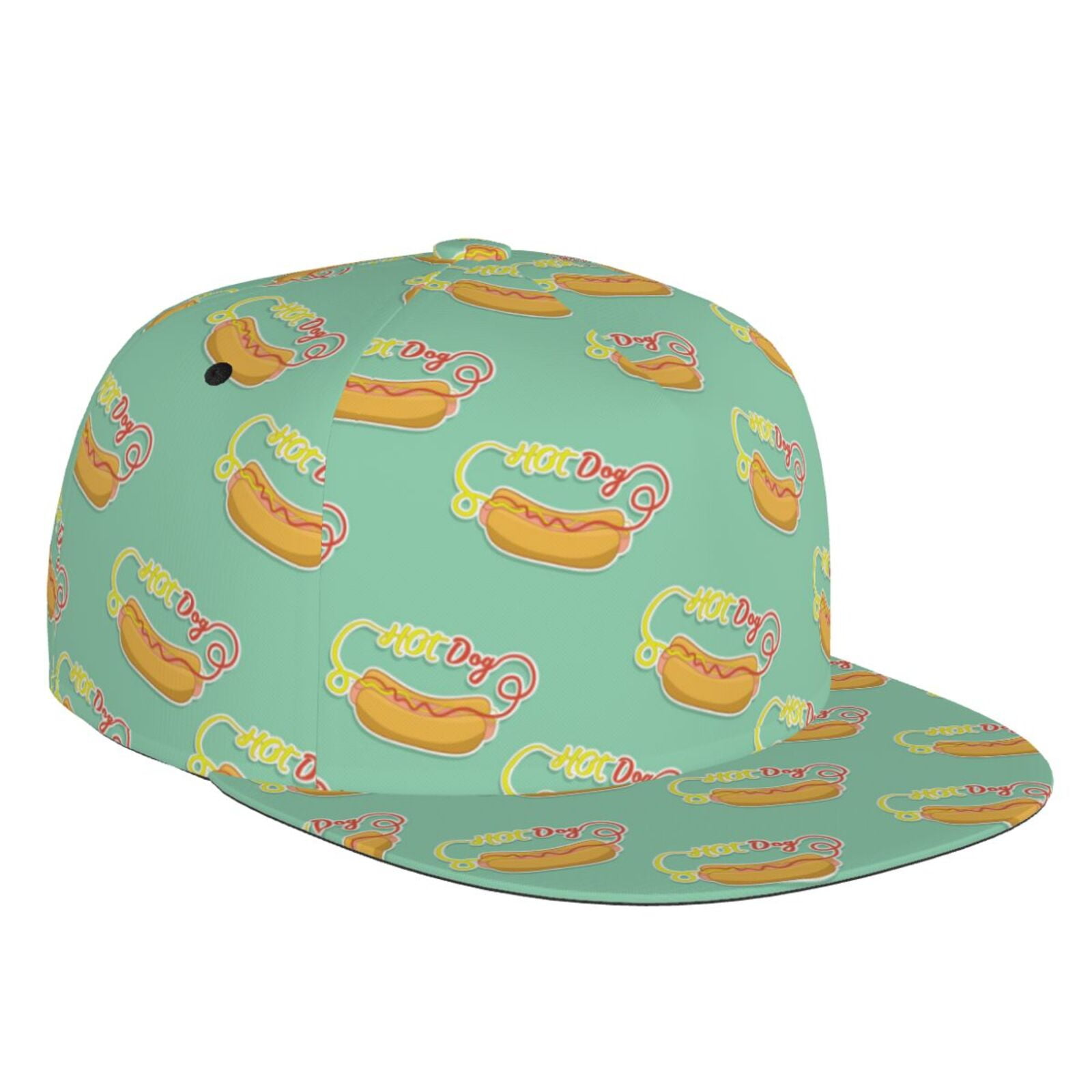 Baseball Cap - Cartoon Hot Dog Print Green Hats for Men/Women Low ...