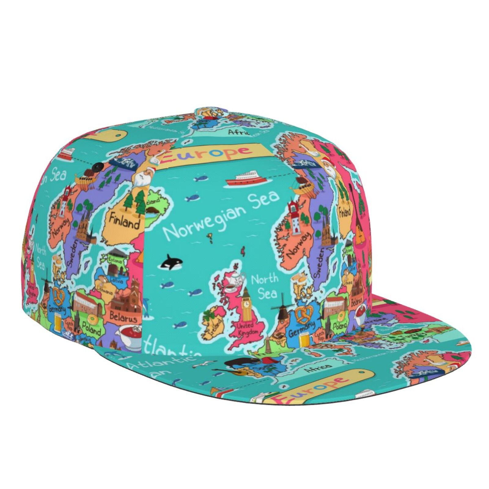Baseball Cap - Cartoon Map Of Europe Hats for Men/Women Low Profile ...